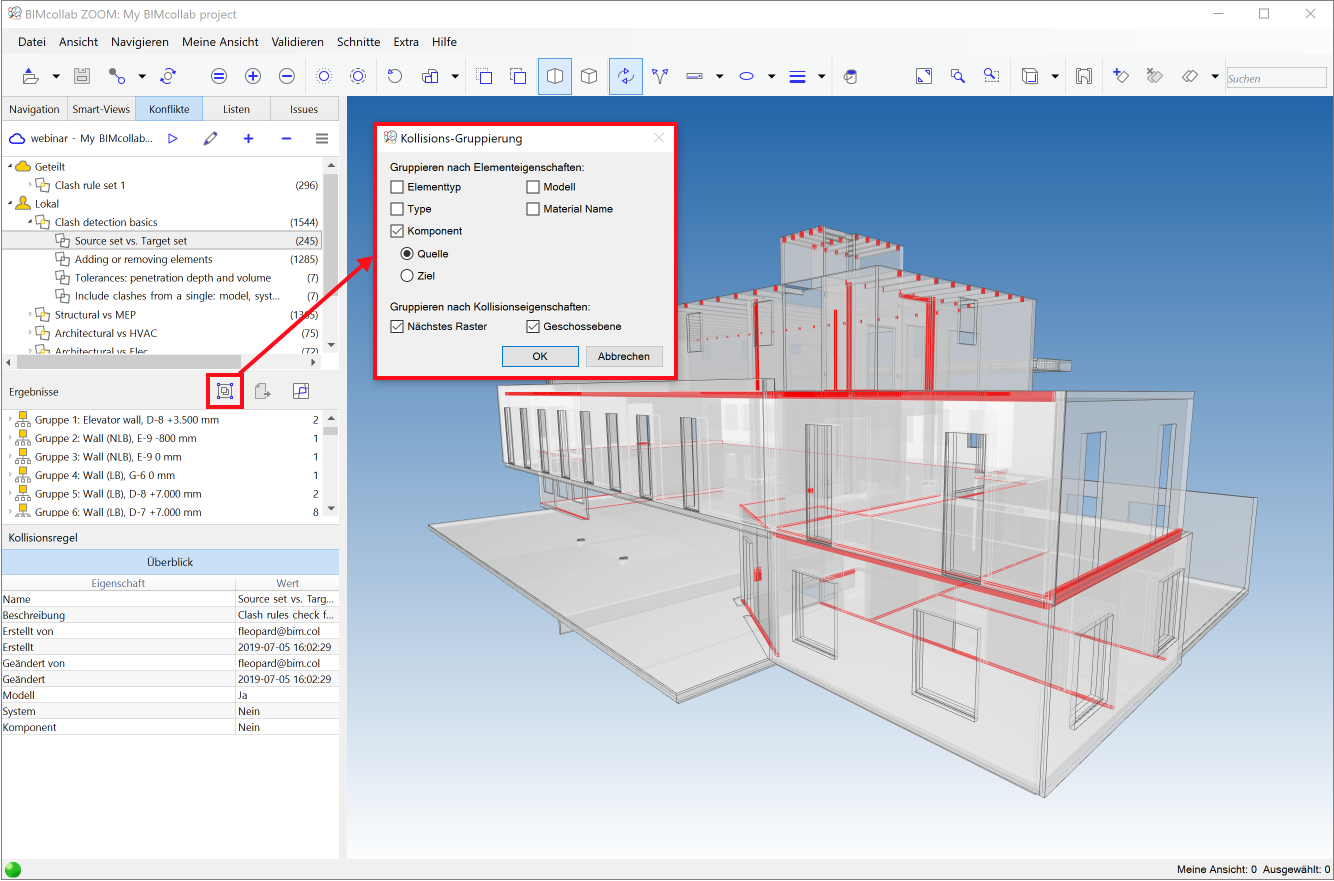 So führen Sie eine Kollisionsprüfung mit BIMcollab Zoom durch