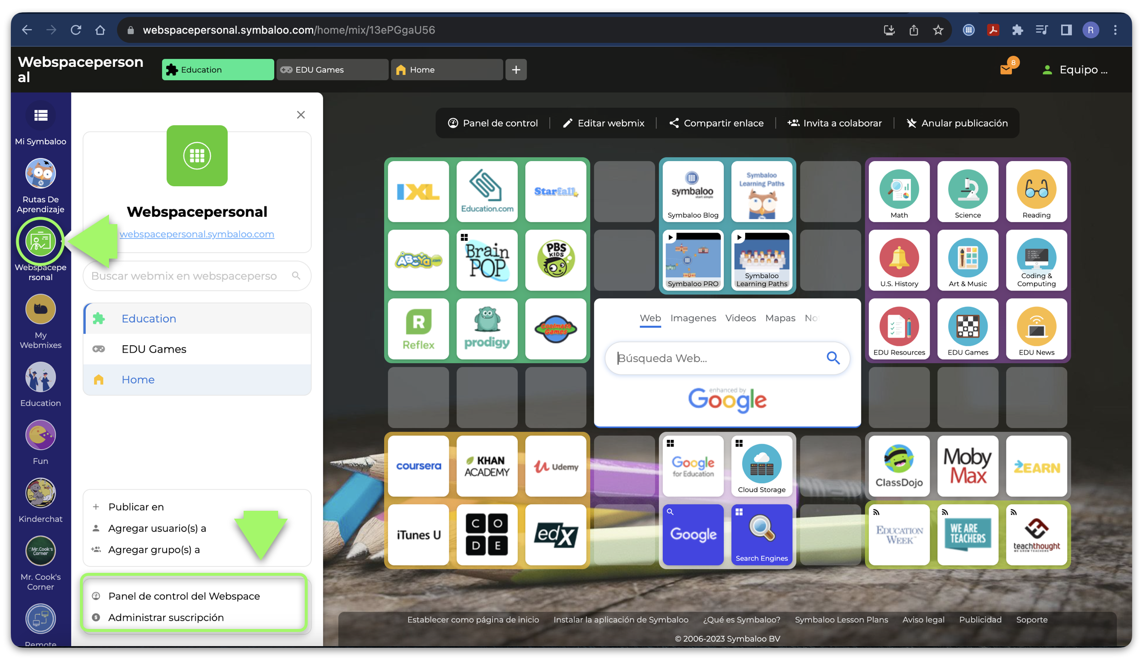 Panel de Control de mi Webspace (Dashboard)