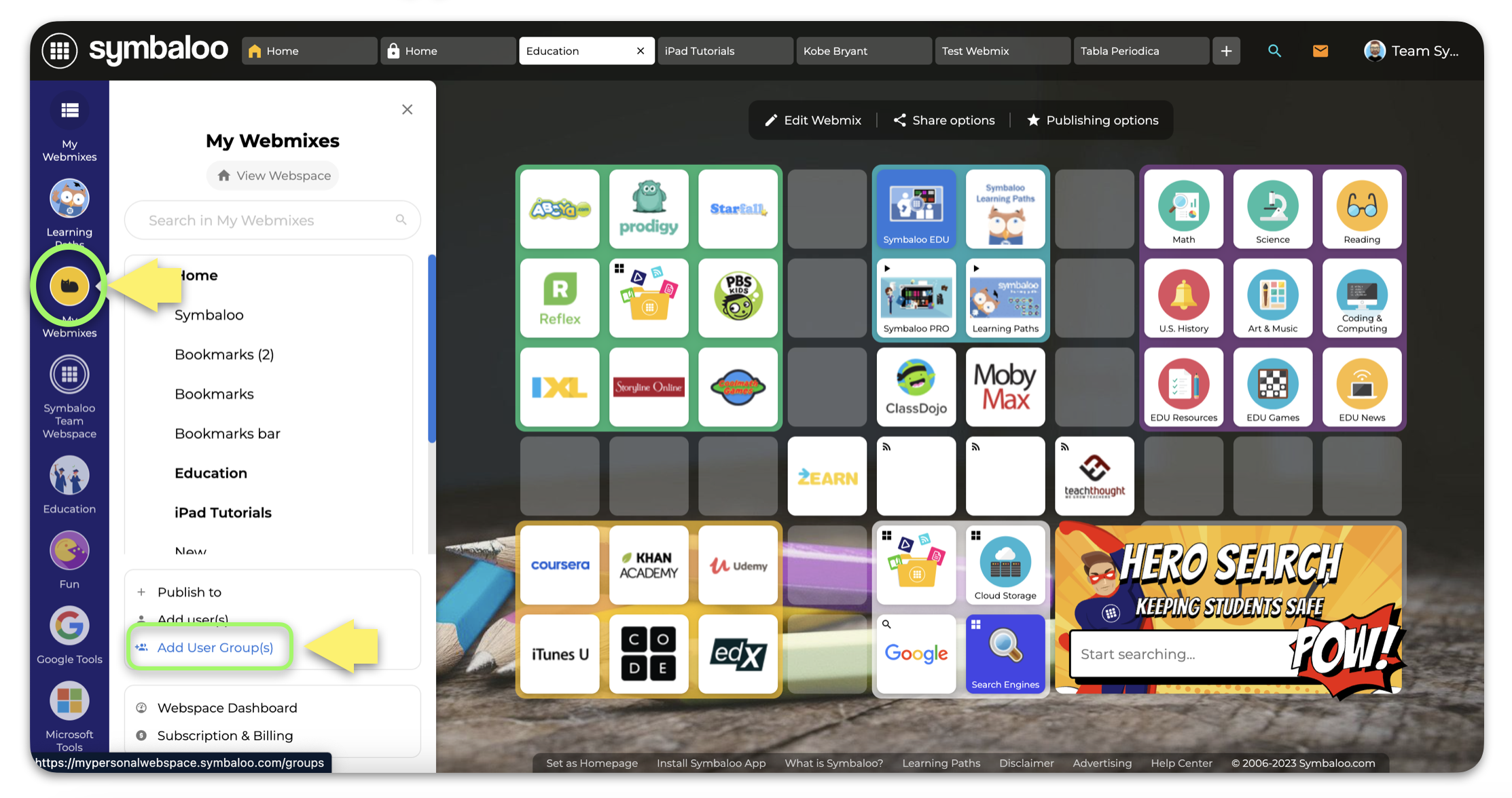 How can I create users and groups for my Webspace?