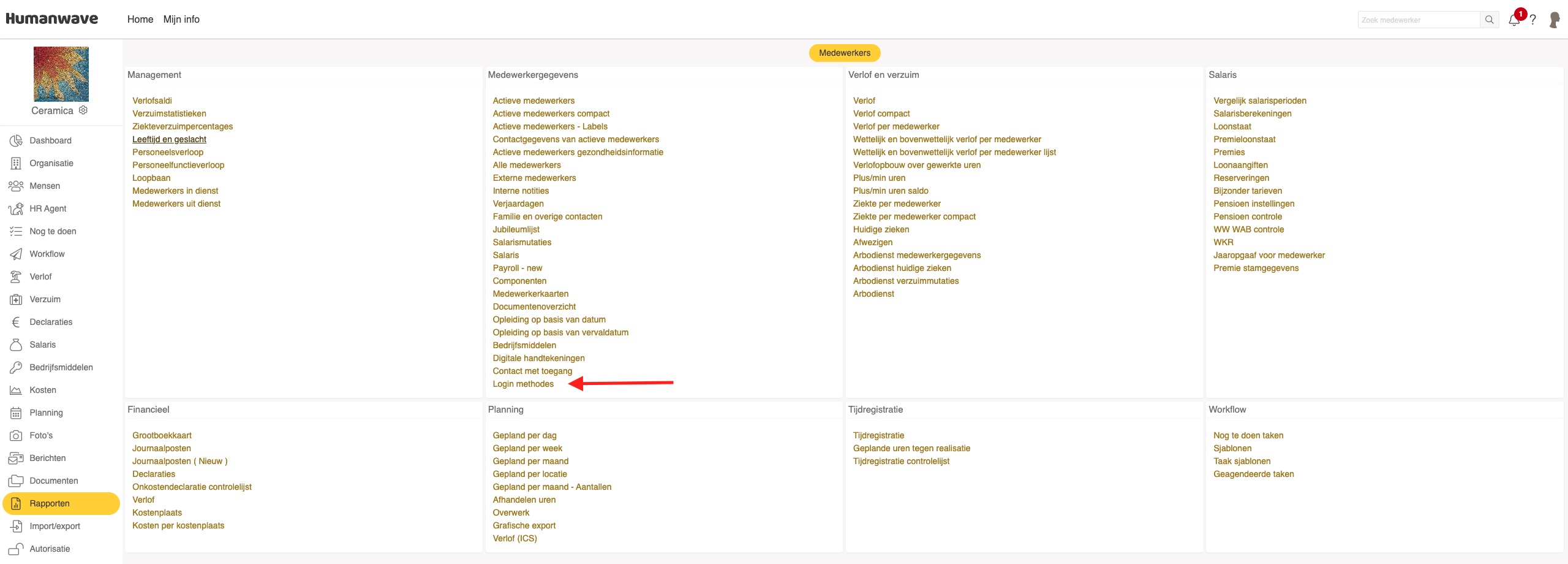Hoe zie ik welke login methode de medewerker gebruikt?