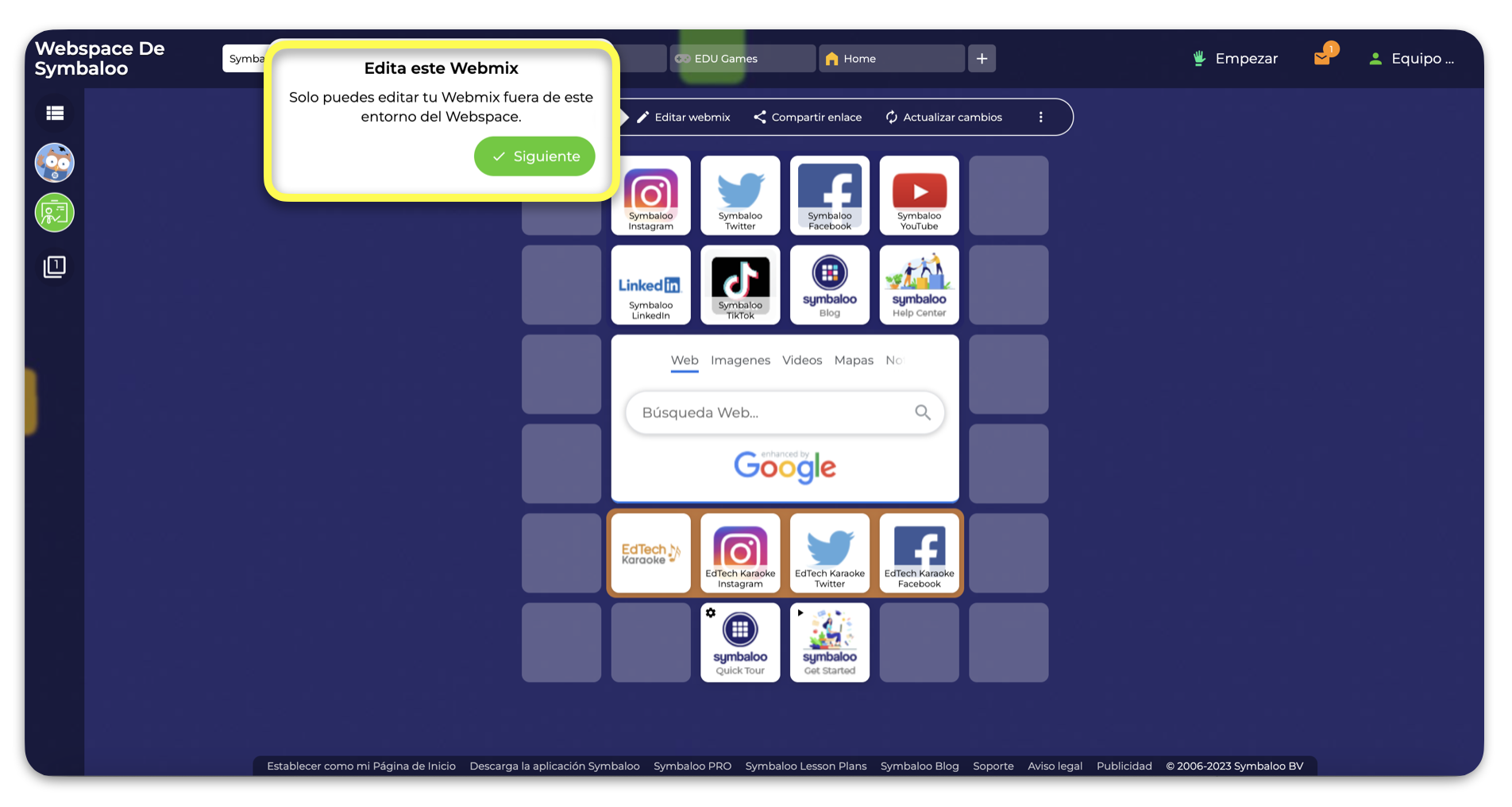 Muestrame mi Webspace! (Symbaloo PRO)