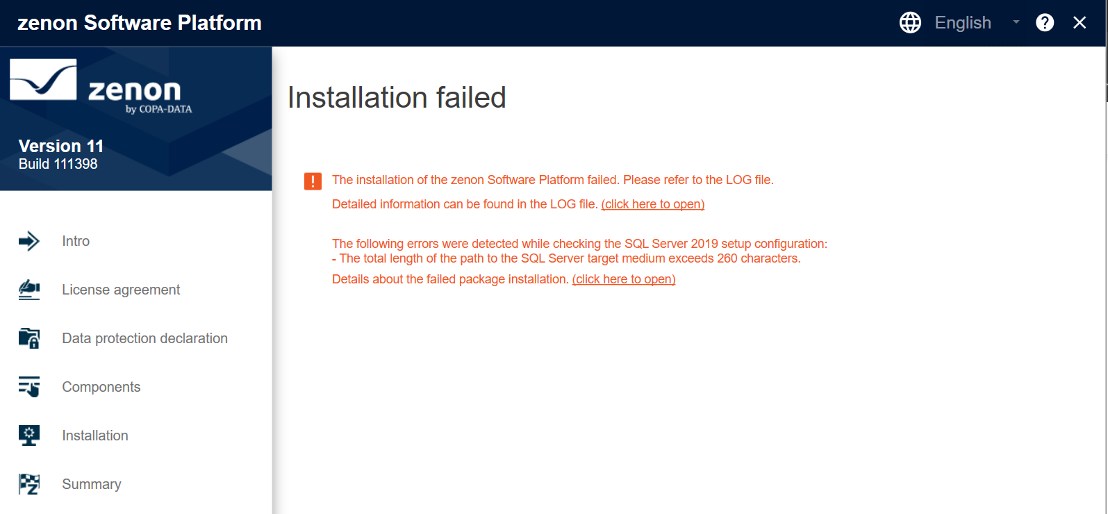 The Installation Failed Zenon Version 11. The Following errors were ... The Installation Failed Zenon Version 11. The Following errors were ...
